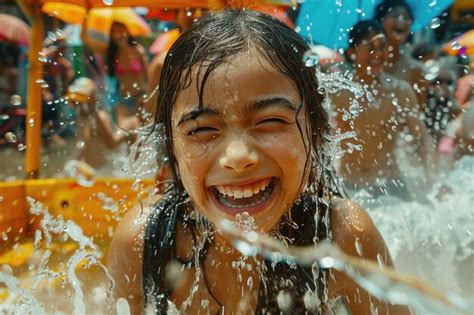 Premium Photo Quotjoyful Girl With Water Splashes In A Vibrant Water