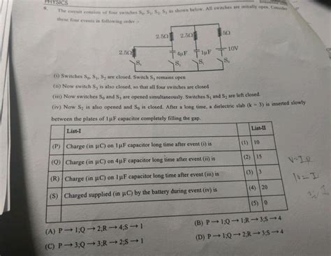 The Circuit Consists Of Four Switches S0 S1 S2 S3 All Switches Are In