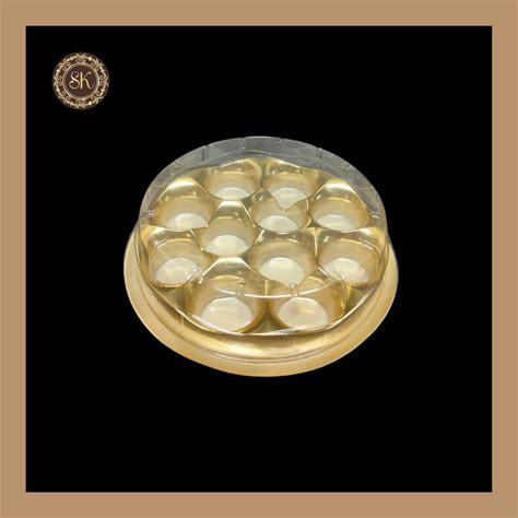 11 Cavity Round Modak Box Chocolate Modak Box Golden Colour