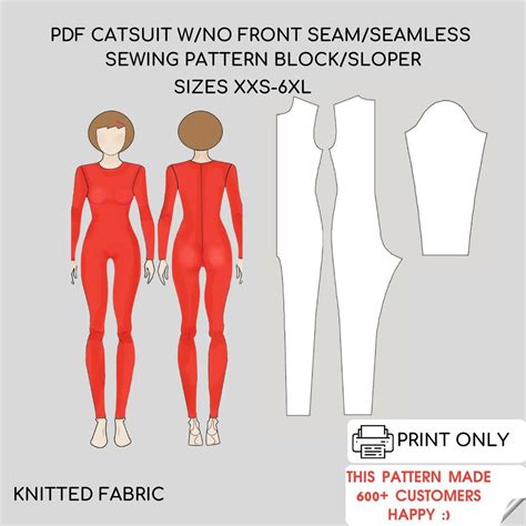 Catsuit Seamless Front Pdf Sewing Pattern Sloper Block Leotard Full