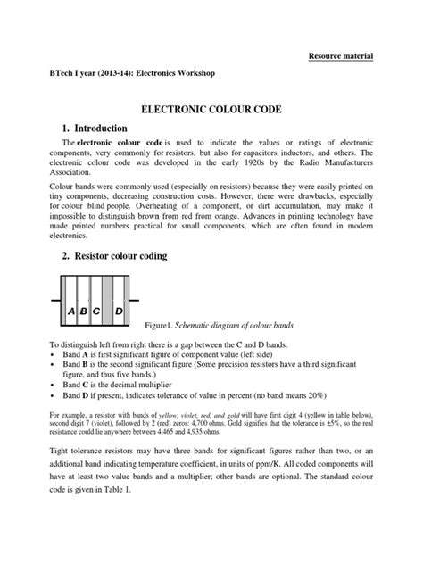 Pdf Electric Resistor Color Coding Dokumentips