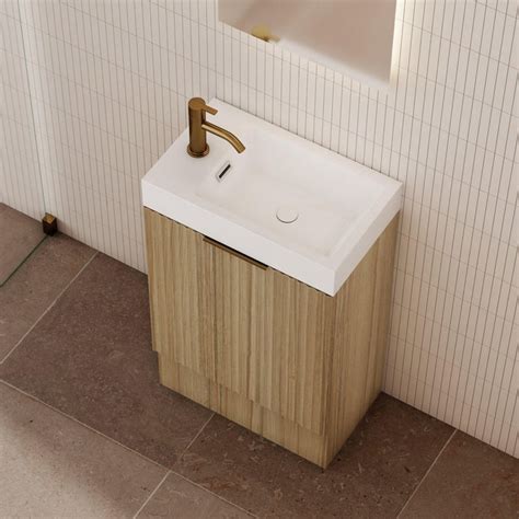 Milano Wave Flute 460mm Small Space Vanity Natural Oak — Ideal Bathroom