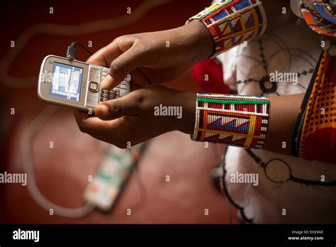 Massai Women Use Mobile Phones In Ngong Kenya East Africa Stock Photo Alamy