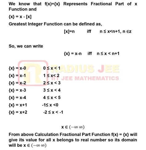 Fractional Part Function In Mathematics Radius Jee
