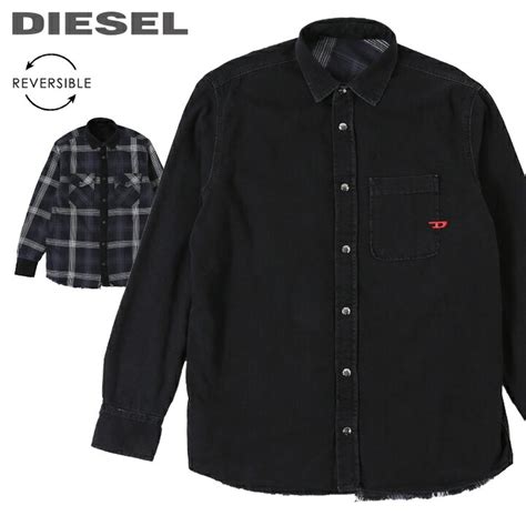 【楽天市場】 Diesel ディーゼル メンズ リバーシブル チェック柄 カットオフ 長袖デニムシャツ【d Wear】【サイズxs】【ブラック