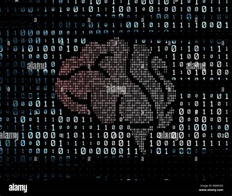 Binary Code Network Matrix Brain Data Transmission And Storage Stock