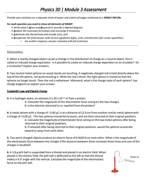 Formula Sheet Physics 30 Module 3 Assessment Provide Course Hero