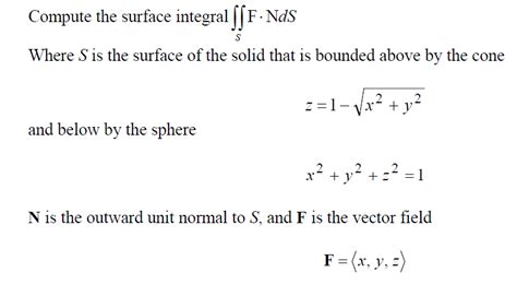 Solved Compute The Surface Integral Integration Integration Chegg