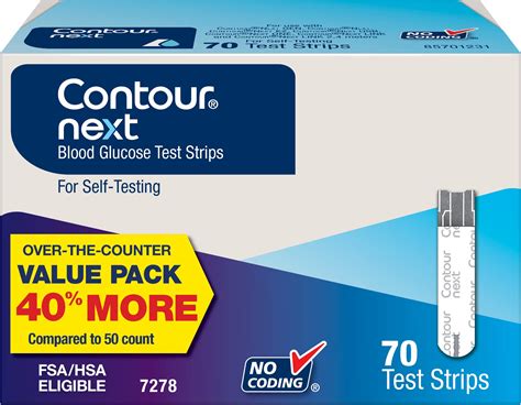 Buy CONTOUR NEXT Blood Glucose Test Strips for es, 70 Count (Pack of 1 ...