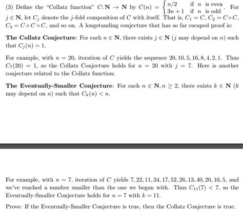 Solved 3 Define The Collatz Function Cn→n By