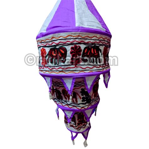 Pipili Lampshade Flower And Elephant Design 3 Step Purple And White Decor