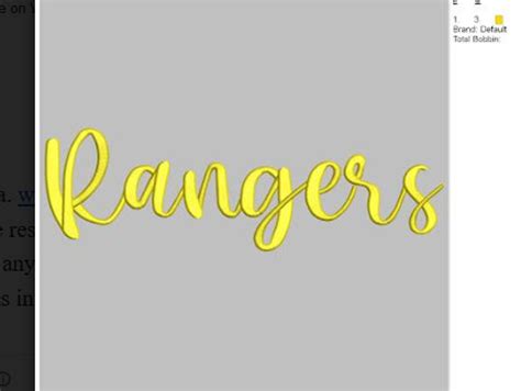 3d Embroidery Cursive Rangers Dst File Etsy