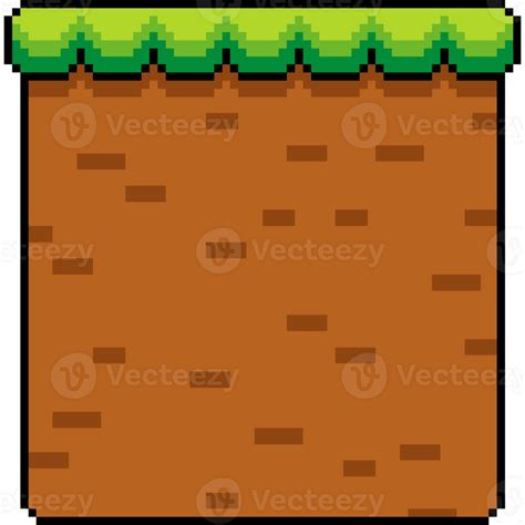 Wide Pixel Art Grass Ground Platform For Side Scroller Game Design
