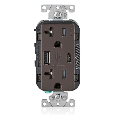 Leviton Decora Usb Charger 20a Receptacle 51a Usb Type Atype C Brown