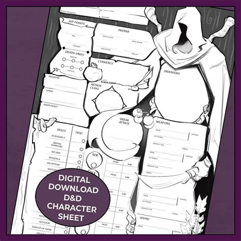 Dandd 5e Rogue Character Sheet Stealthy Rogue Fillable Pdf