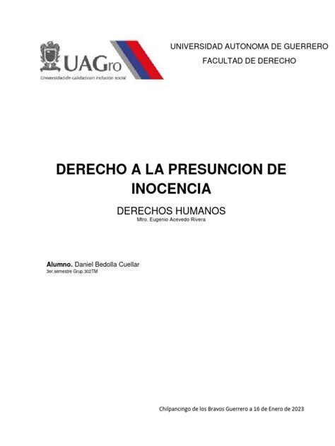 Daniel Bedolla Cuellar 302 Derechos Humanos Pdf Debido Al Proceso Presunción De Inocencia