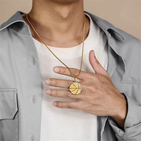 Gold Basketball Necklace With Pendant And Chain Classy Men Collection