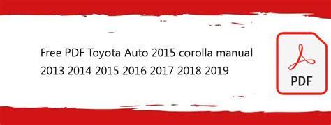 Free Pdf Toyota Auto 2015 Corolla Manual 2013 2014 2015 2016 2017 2018