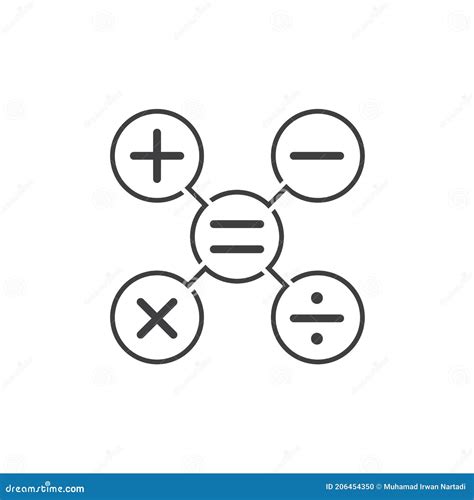 Basic Mathematical Calculation Sign Vector Icon Template Stock Vector
