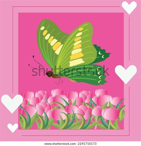 Butterfly Flower Field Behind Garden Stock Vector Royalty Free