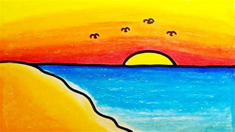 How To Draw A Sea Scenery Easy Step By Step Drawing Sea Scenery Simple