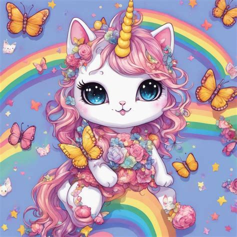 Butterfly Rainbow Unicorn Kitty By Angel777studio On Deviantart