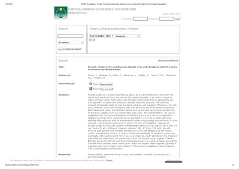 Pdf Growth Productivity And Biomass Quality Of Arundo Irrigated With