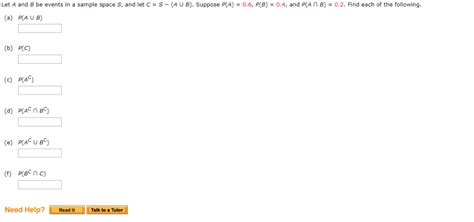Solved Let A And B Be Events In A Sample Space S And Let C Chegg Com