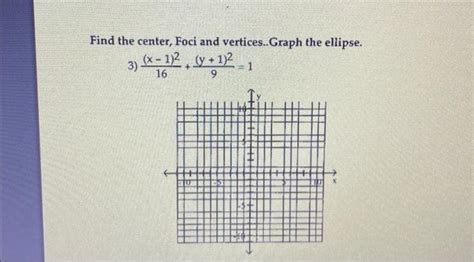 Solved Find The Center Foci And Vertices Graph The
