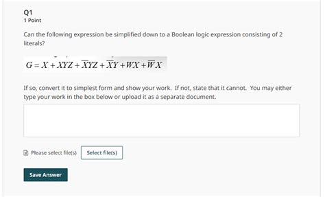 solved q1 1 point can the following expression be simplified