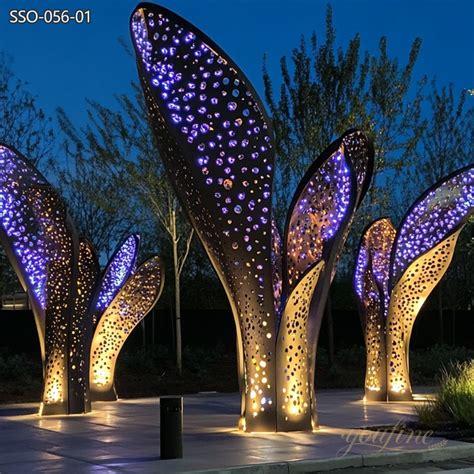 Custom Metal Outdoor Light Sculptures For Public Spaces Sso 056