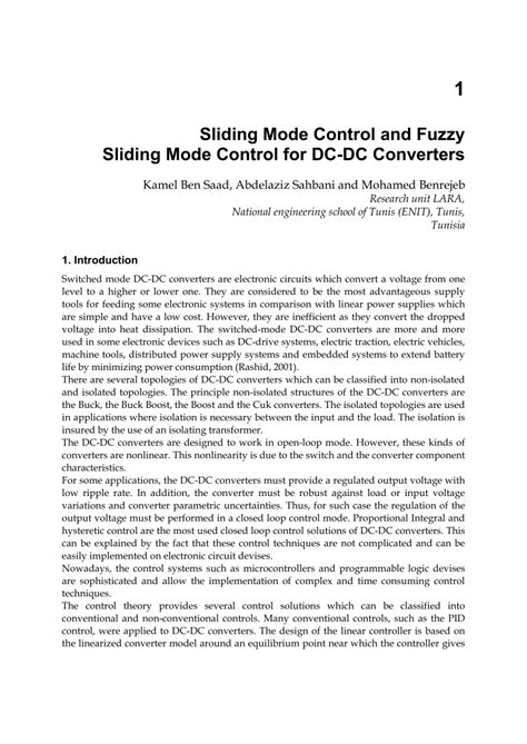 Pdf Sliding Mode Control And Fuzzy Sliding Mode Control For Dc Dc