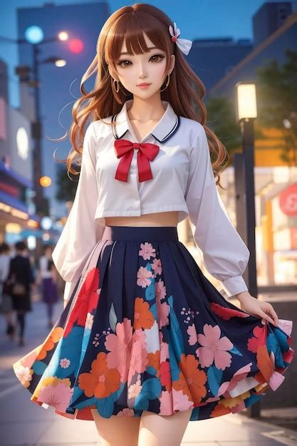 Premium Ai Image Cute Anime Girl In Long Skirts