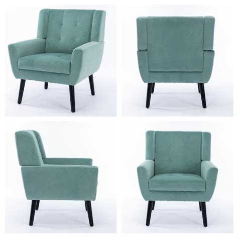 Coolbibila Modern Mint Green Velvet Upholstered Accent Chair With