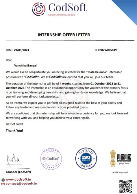 vanshika bansal on linkedin codsoft internship datascience programming coding