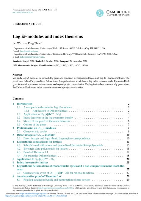 Pdf Log Modules And Index Theorems