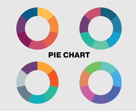 Colorful 4 Set Pie Chart Percentage Graph Design Infographic Vector 3d Pie Chart Colorful