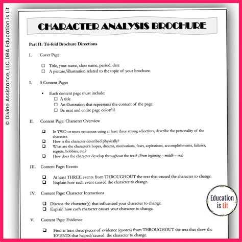 Character Analysis Brochure Education Is Lit