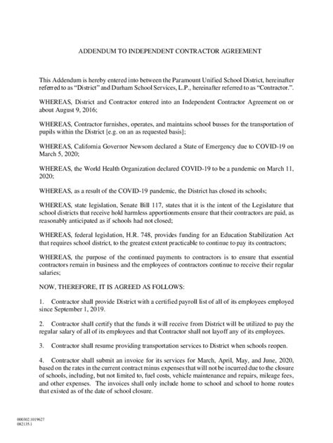 Fillable Online Addendum To Agreement Sample Clauseslaw Insideraddendum