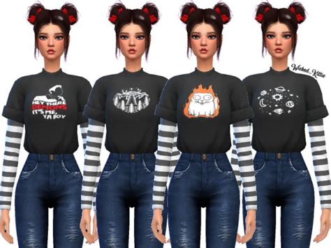 The Sims Resource Kassi Layered Tee Shirts By Wickedkittie • Sims 4