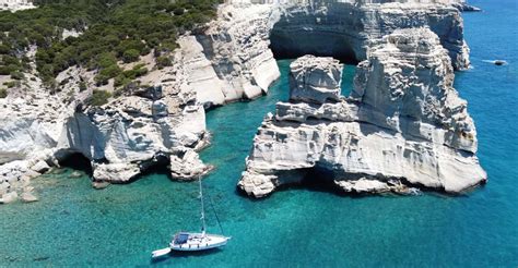 Milos Sailing Boat Trip To Kleftiko With Swim Stops And Meal Getyourguide