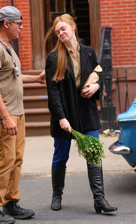 Elle Fanning In A Black Jacket On The Set Of A Complete Unknown With