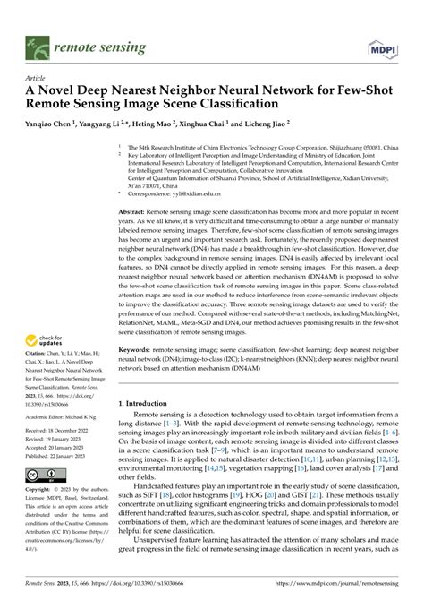 PDF A Novel Deep Nearest Neighbor Neural Network For Few Shot Remote Sensing Image Scene