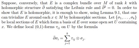 Complex Geometry Holomorphic Bundle Holomorphic Structure Problem