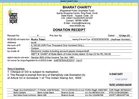 Generate Donation Receipt And Form 10bd Tally Customisation With Tdl