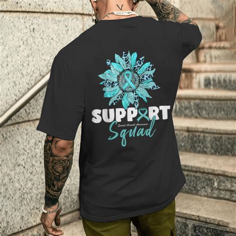 Support Squad Sexual Assault Awareness Month Teal Ribbon Mens T Shirt