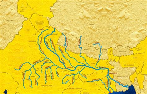 Ganga River System Origin Map And Tributaries