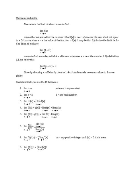 Understanding Limits And Continuity Pdf Infinity Limit Mathematics