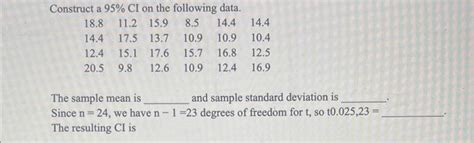 Solved Two Sample Confidence Interval On The Difference In