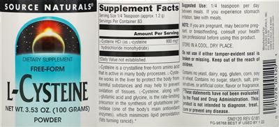 L Cysteine Powder By Source Naturals Details And Interactions